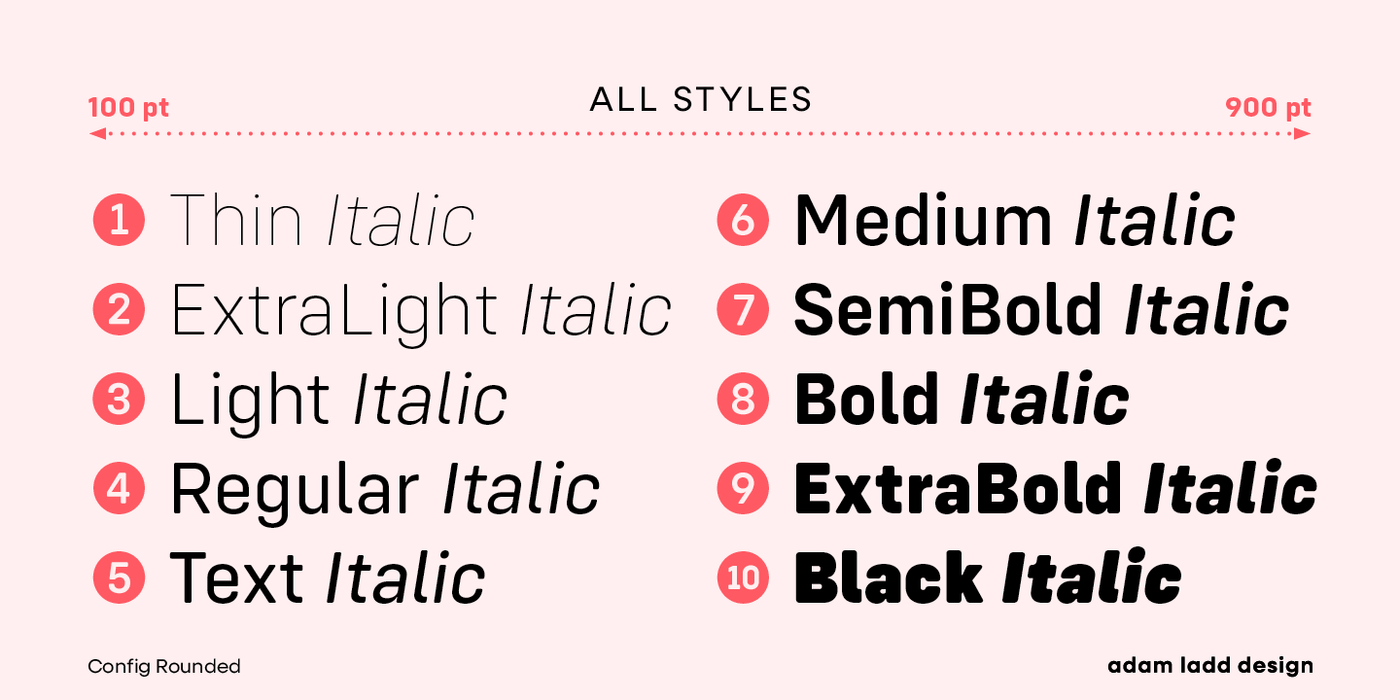 Adam Ladd Design - Type Design, Fonts, Graphic Design - Config Rounded Font Family